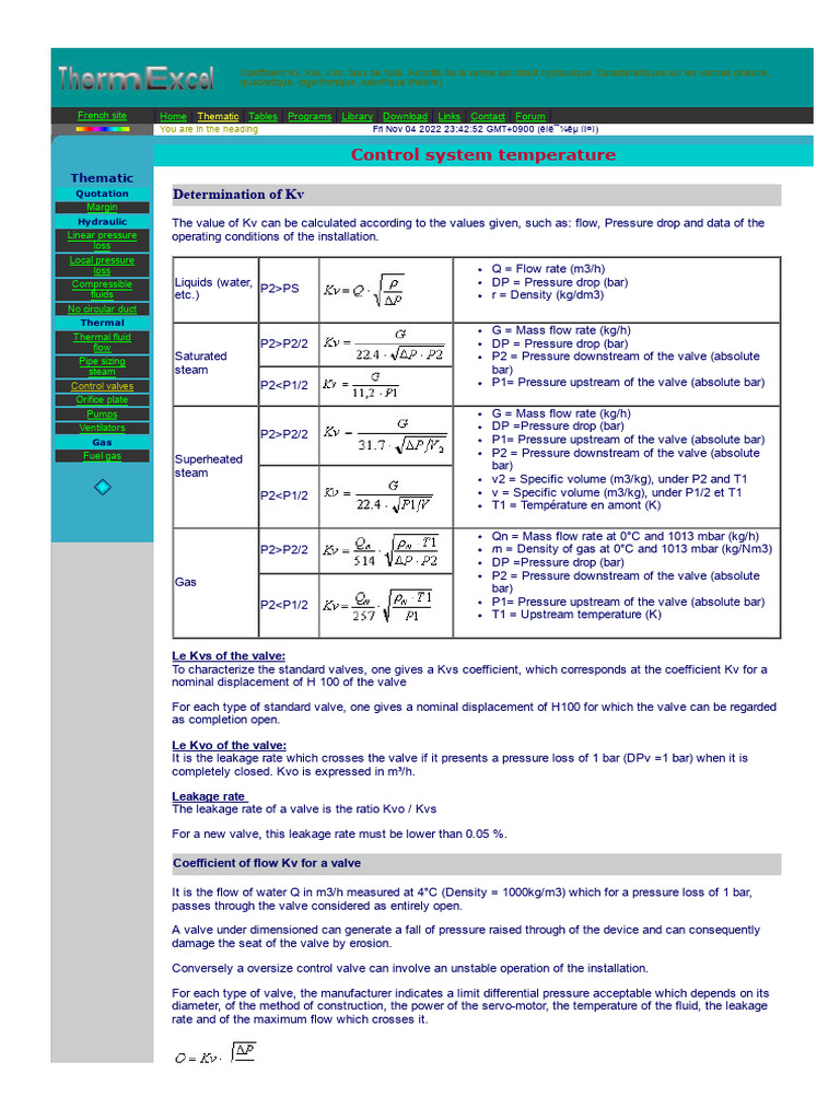 KV, Pressure Drop, Authority, Valve Charachteristics | PDF | Pressure | Valve