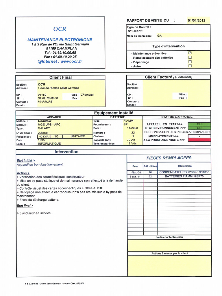 Visite de Maintenance Préventive | PDF
