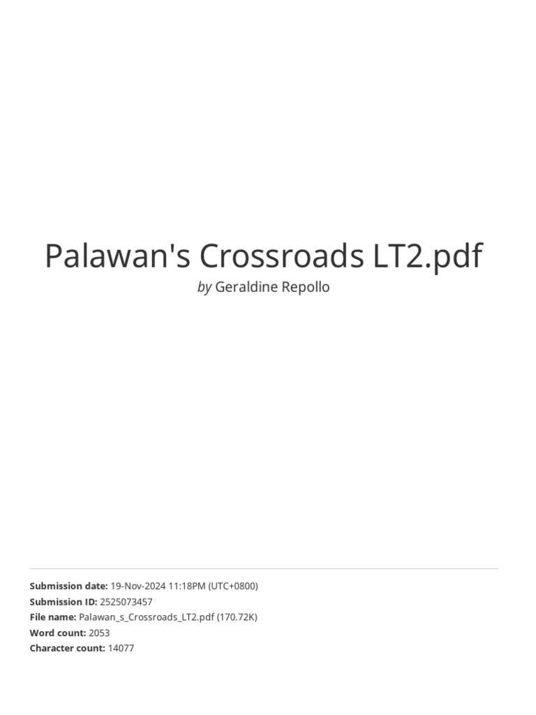 Palawan's Crossroads LT2 From Turnitin - Dbae18b6-C7 - 241124 - 215817 | PDF