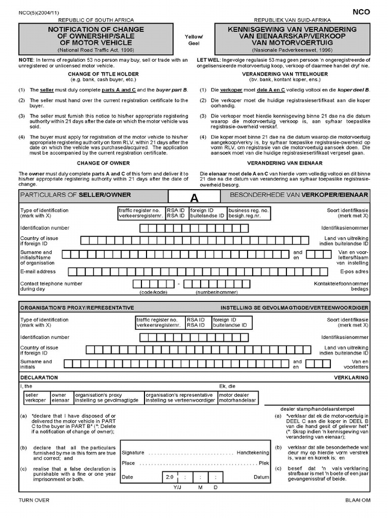 Change of Ownership Form | PDF