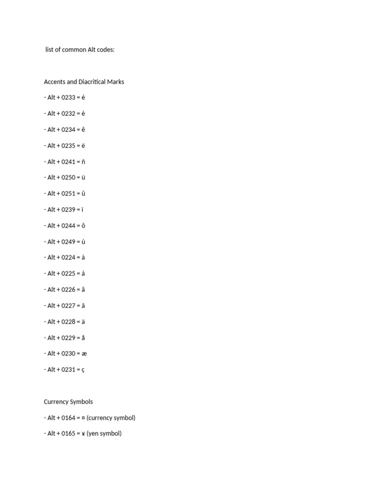 Alt Symbols | PDF