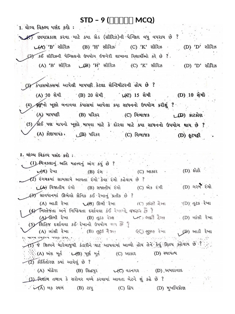 Chitr MCQ STD - 9 | PDF