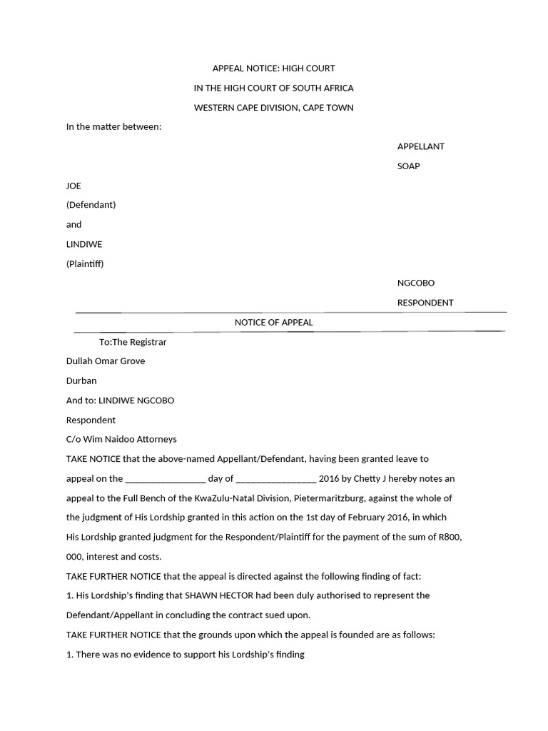 Appeal Notice | PDF