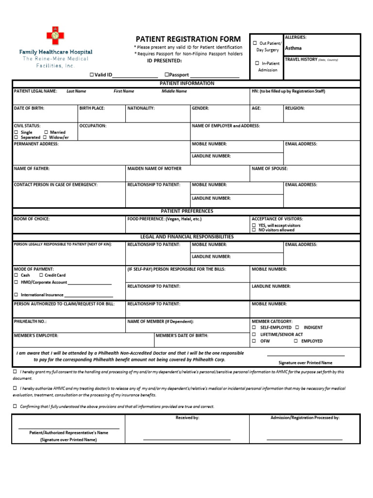 Patient Registration Form Details | PDF | Identity Document