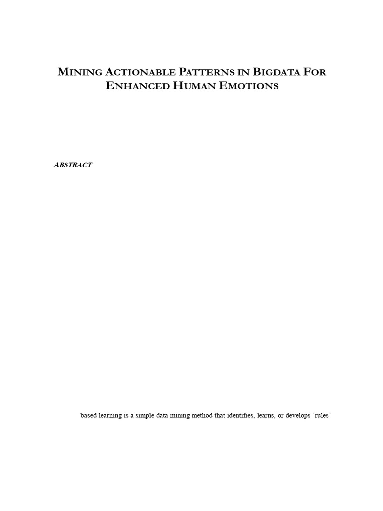 Mining Actionable Patterns In Bigdata For Enhanced Human Emotions Pdf Data Big Data