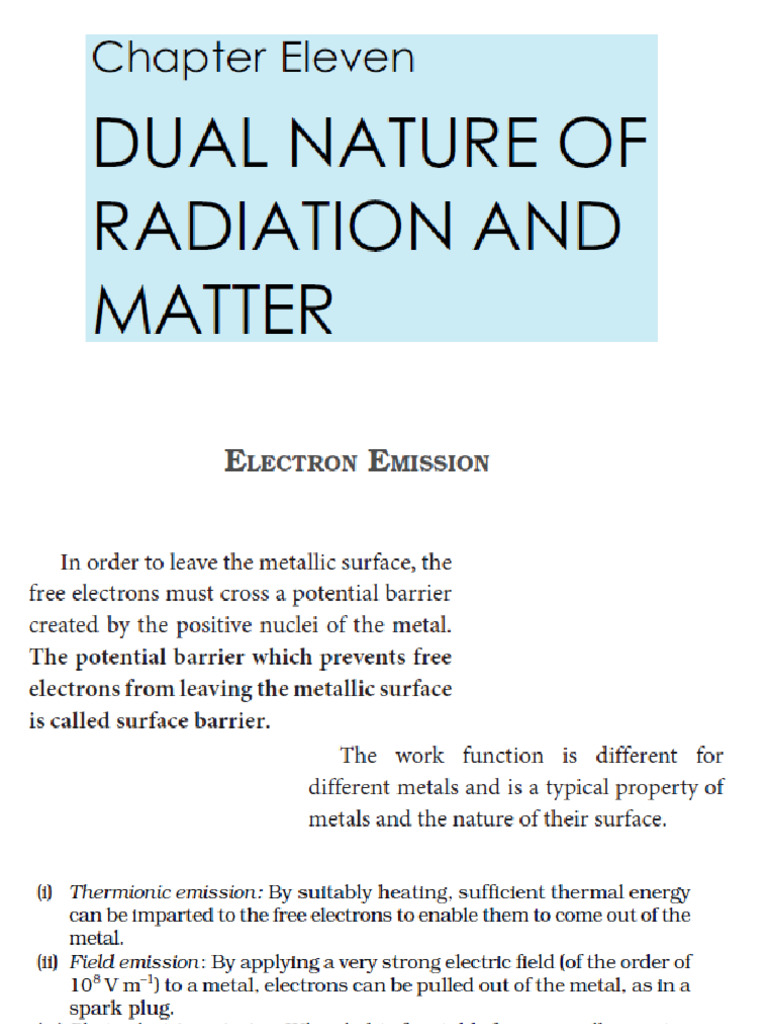 DUAL NATURE OF RADIATION Class Notes | PDF | Photoelectric Effect ...