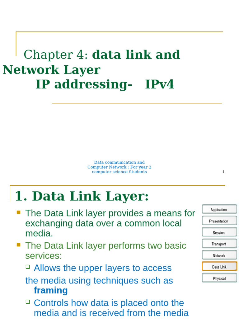 4 - Chapter Four - Data Link and Network Layera | PDF | Computer Network | Router (Computing)