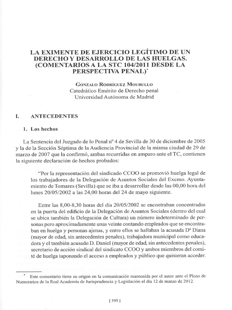 RODRÍGUEZ MOURULLO LA EXIMENTE DE EJERCICIO LEGÍTIMO DE UN DERECHO Y ...