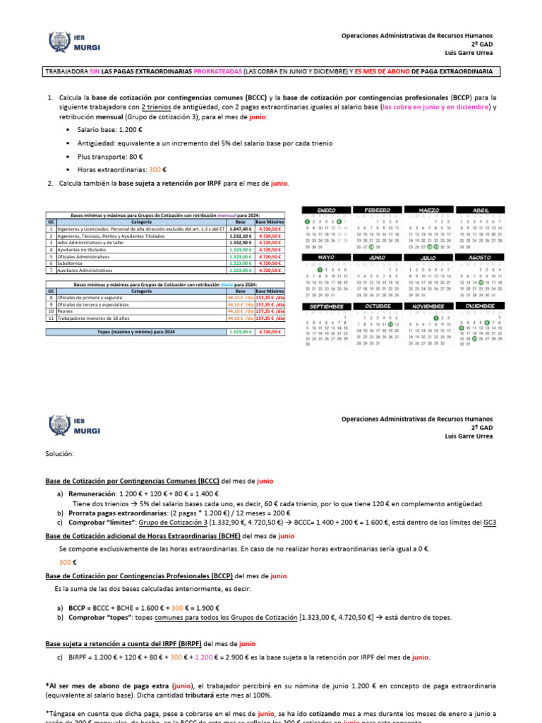Cálculo de Bases de Cotización y IRPF | PDF | Salario | Economias