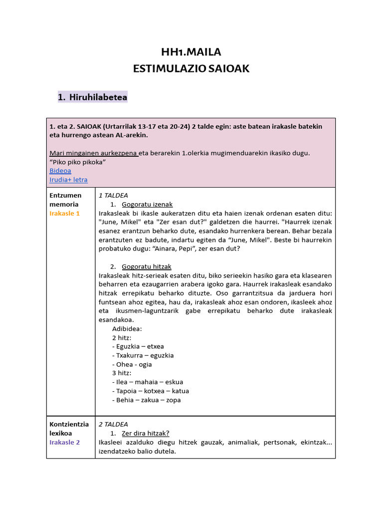 HH1 Estimulazioa 24 - 25 | PDF