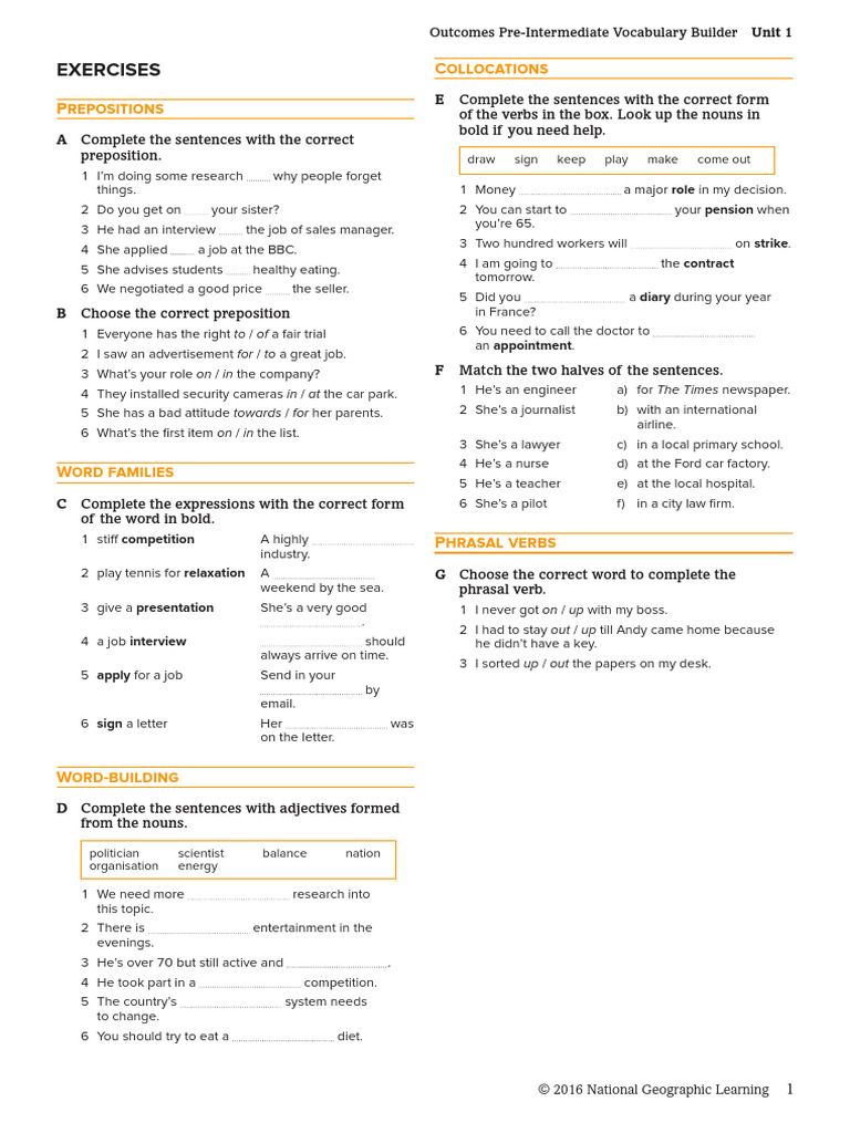 Pre-Int VocabBuilder ExercisesAndAnswerkey | PDF | Verb | Adjective