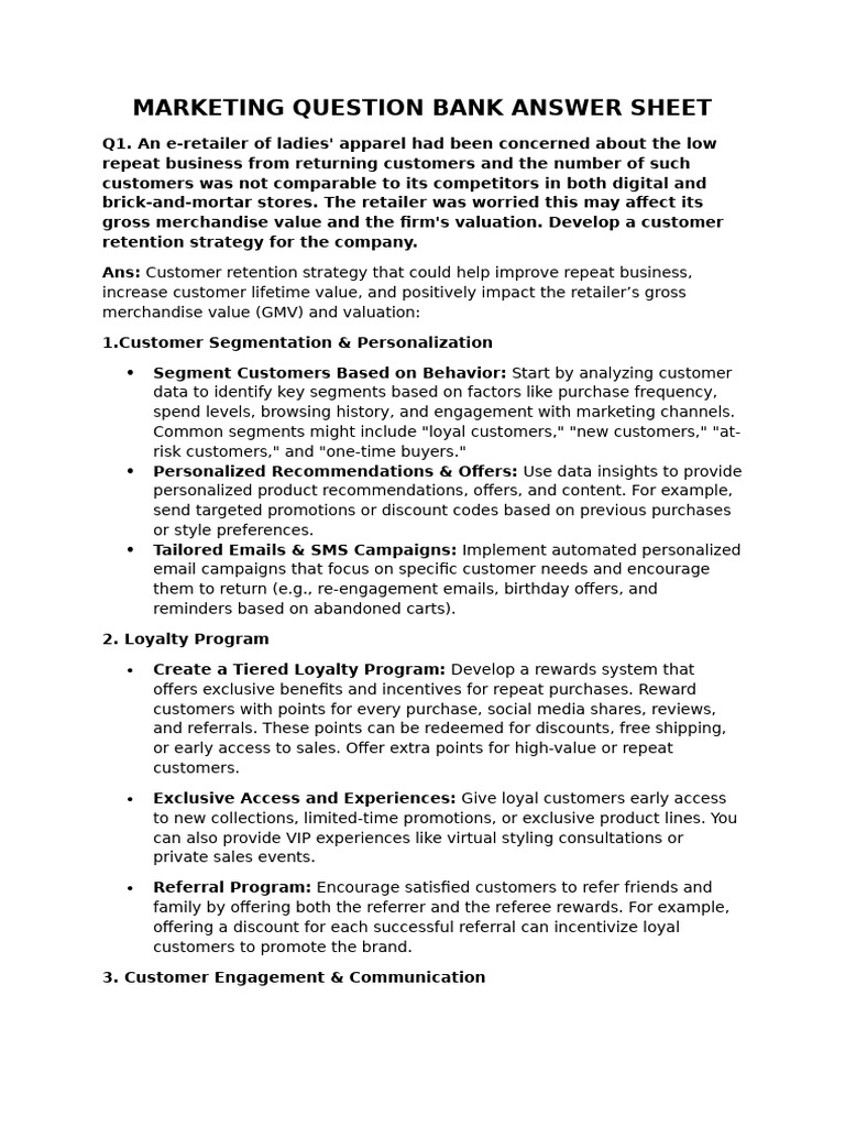 Marketing QB Answer Sheet | PDF | Pricing | Luxury Goods