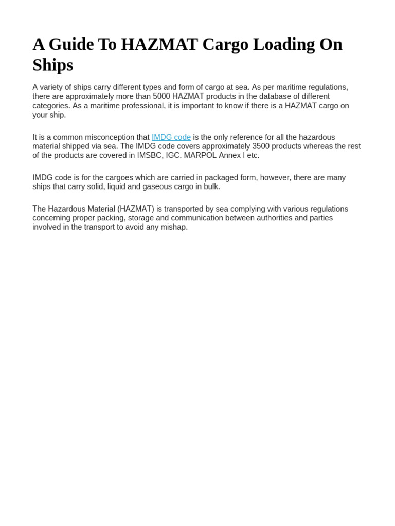 HAZMAT Loading Guide for Mariners | PDF | Dangerous Goods | Cargo