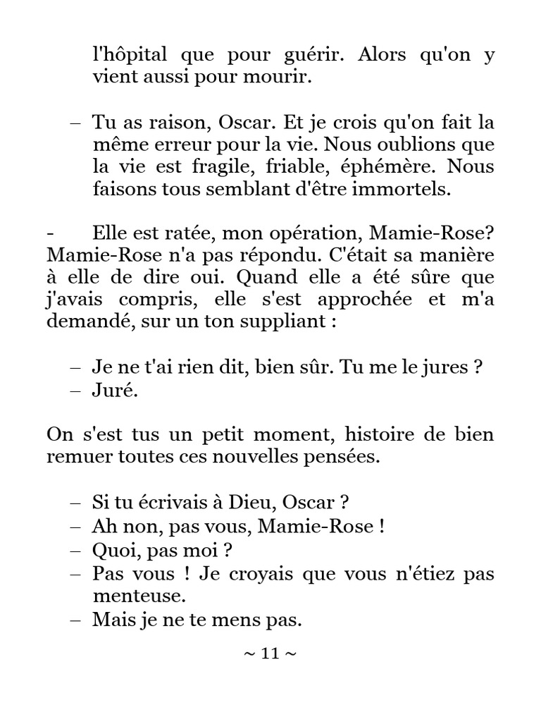 Oscar et la Dame Rose : lettres à Dieu | PDF