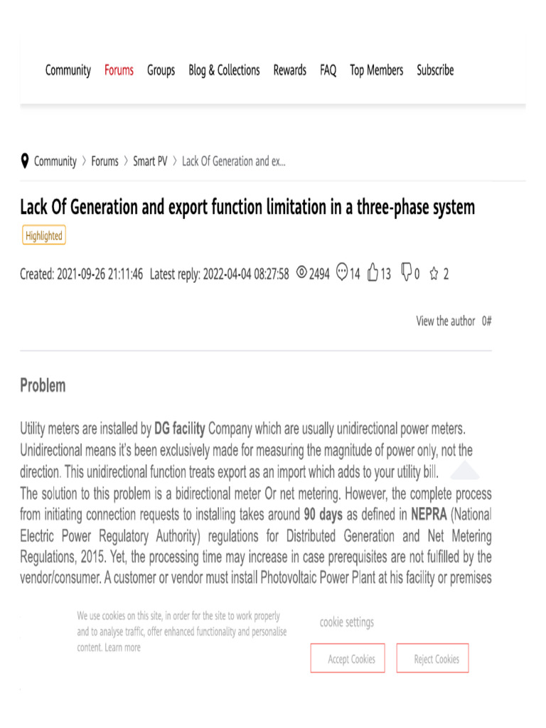 Lack Of Generation and export function limitation in a three-phase system | PDF