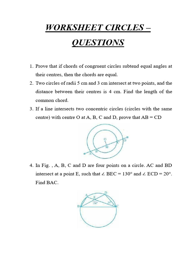 Worksheet Circles - Questions | PDF