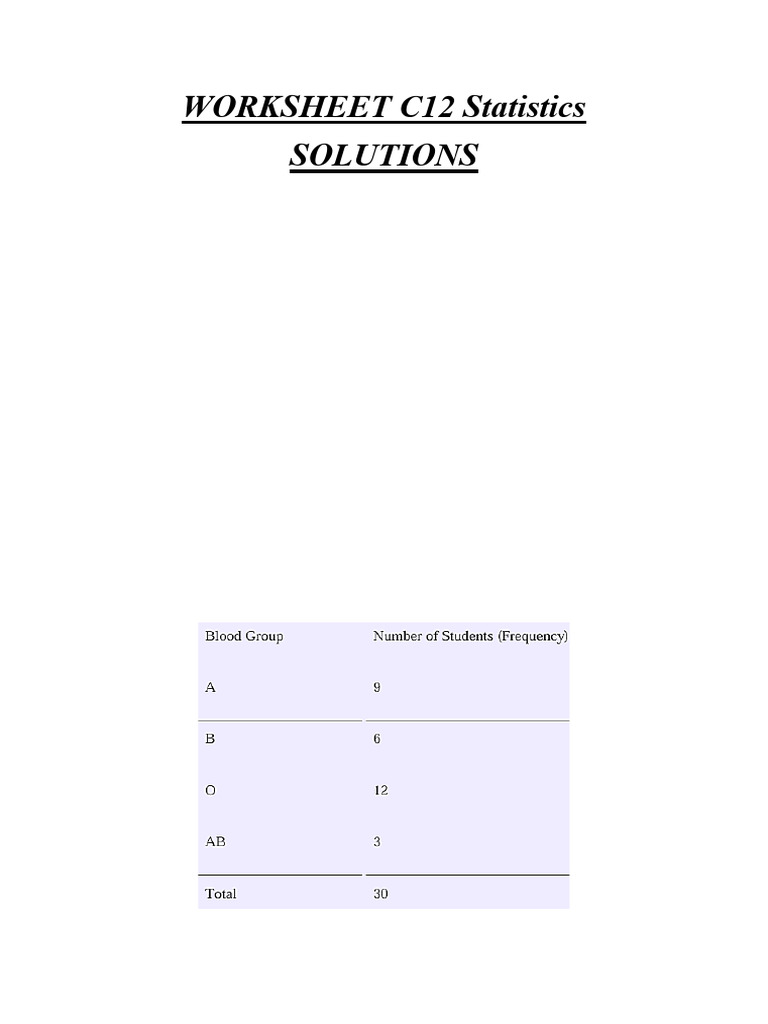 Solutions - Statitics Worksheet | PDF