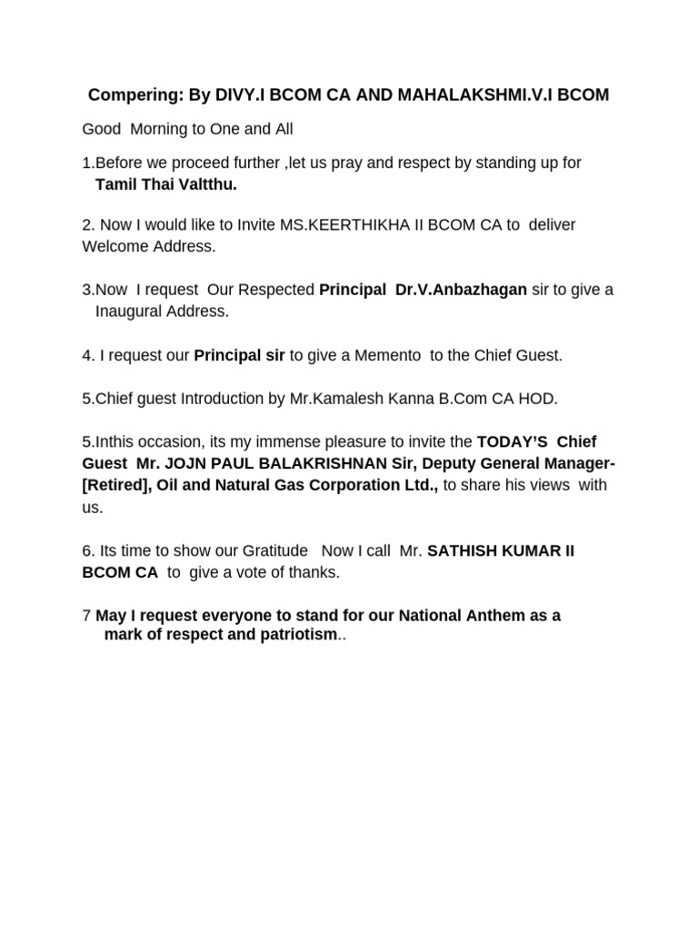Compering Guide for Formal Events | PDF