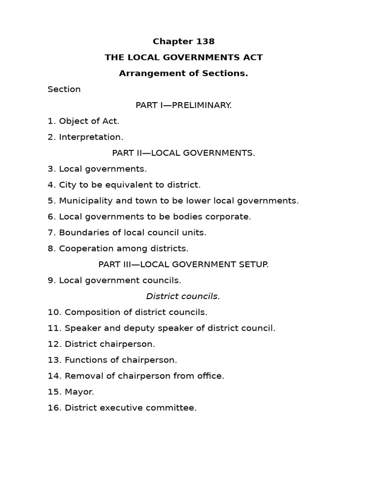 Local Governments Act Cap 138 | PDF | Elections | Speaker (Politics)
