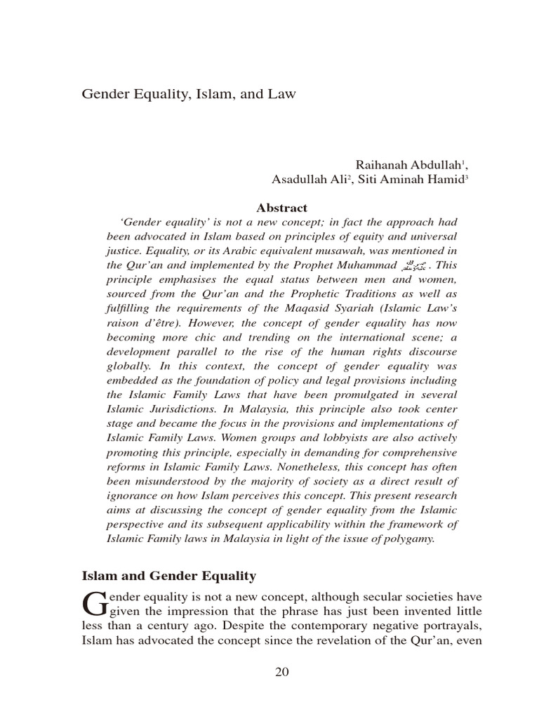 Gender Equality in Islamic Law Explained | PDF | Marriage | Sharia