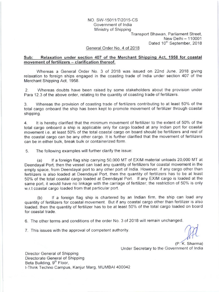 General Order No 04of2018 | PDF | Cargo | Transport