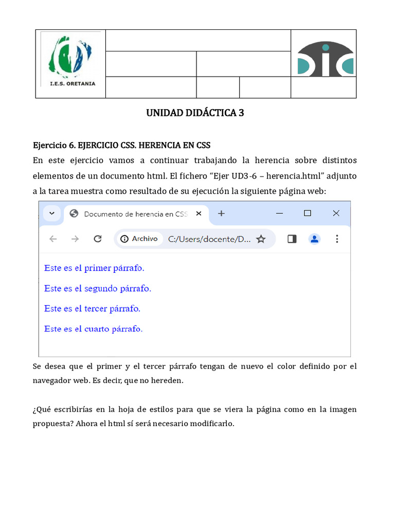 Ejercicio UD3-6 (Herencia CSS) II | PDF