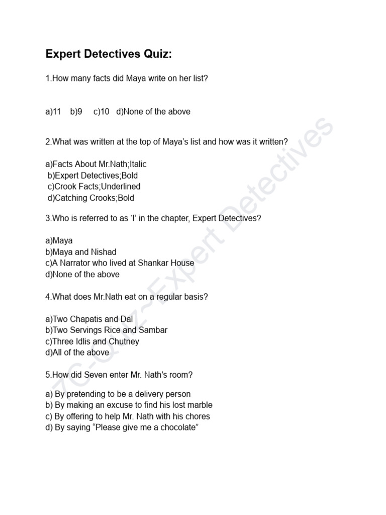 Expert Detectives Quiz | PDF