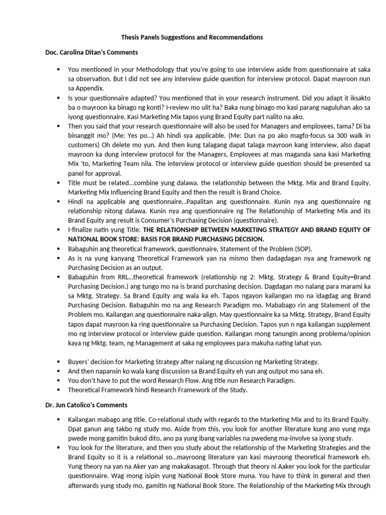 Thesis Proposal Defense - Summary of Panels Suggestions and ...