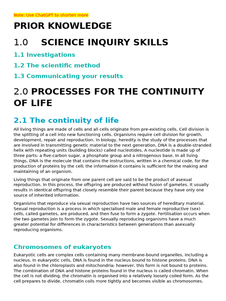 Biology Unit Summaries | PDF | Translation (Biology) | Messenger Rna
