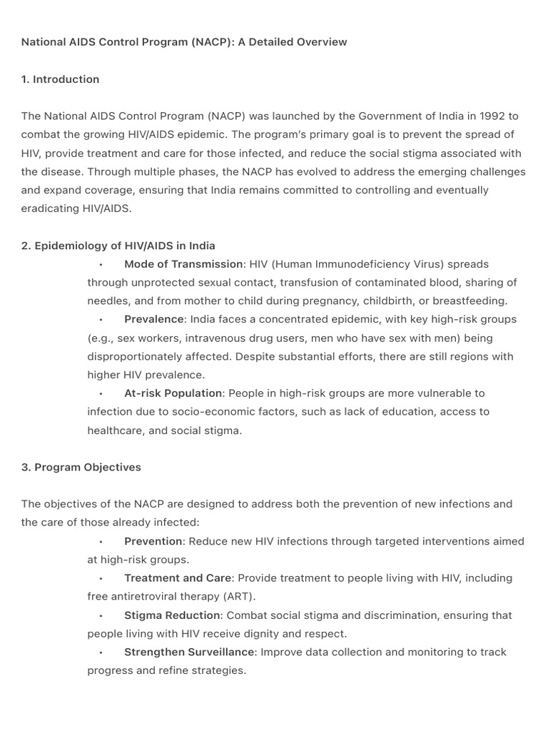 National AIDS Control Program (NACP)- A Detailed Overview | PDF | Hiv ...