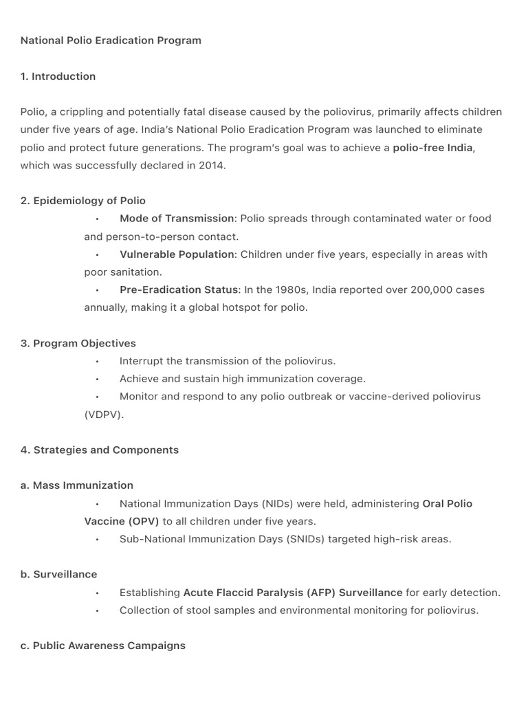 National Polio Eradication Program | PDF | Eradication Of Infectious ...