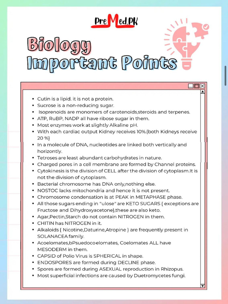 Bio Impt Points Premed | PDF