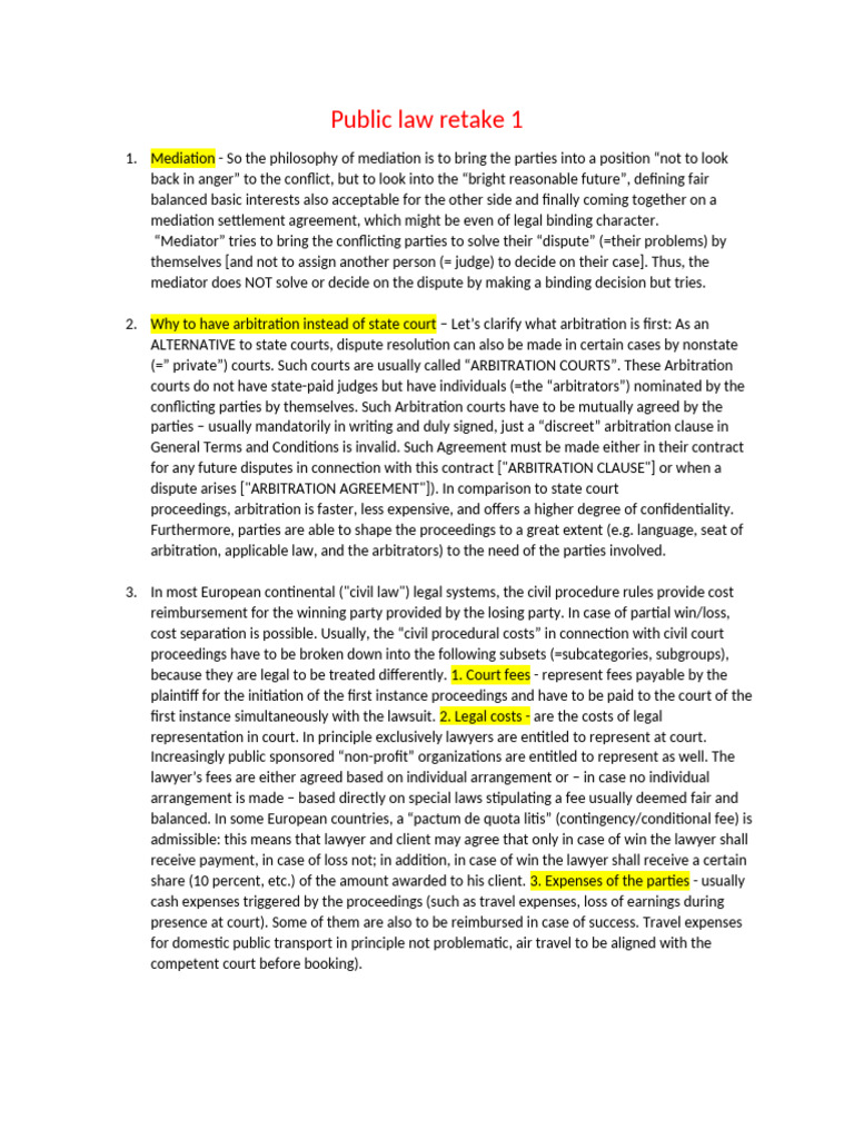 Public law retake 1 | PDF | Mediation | Arbitration
