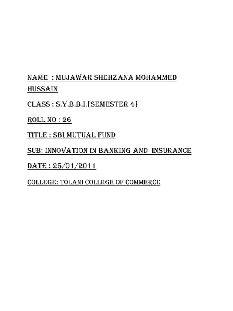 Project Mutual Fund | PDF