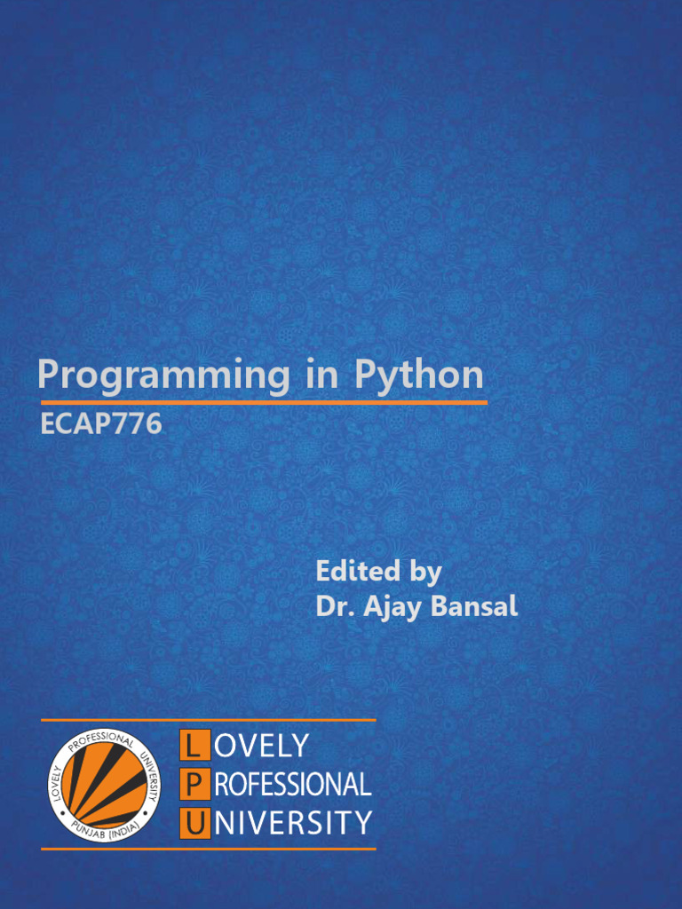 8423 Ecap776 Programming in Python | PDF | Python (Programming Language) | Computer Programming
