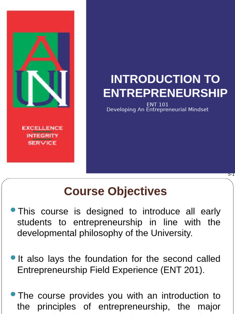 ENT 101 Week lecture 1 | PDF | Entrepreneurship | Mindset