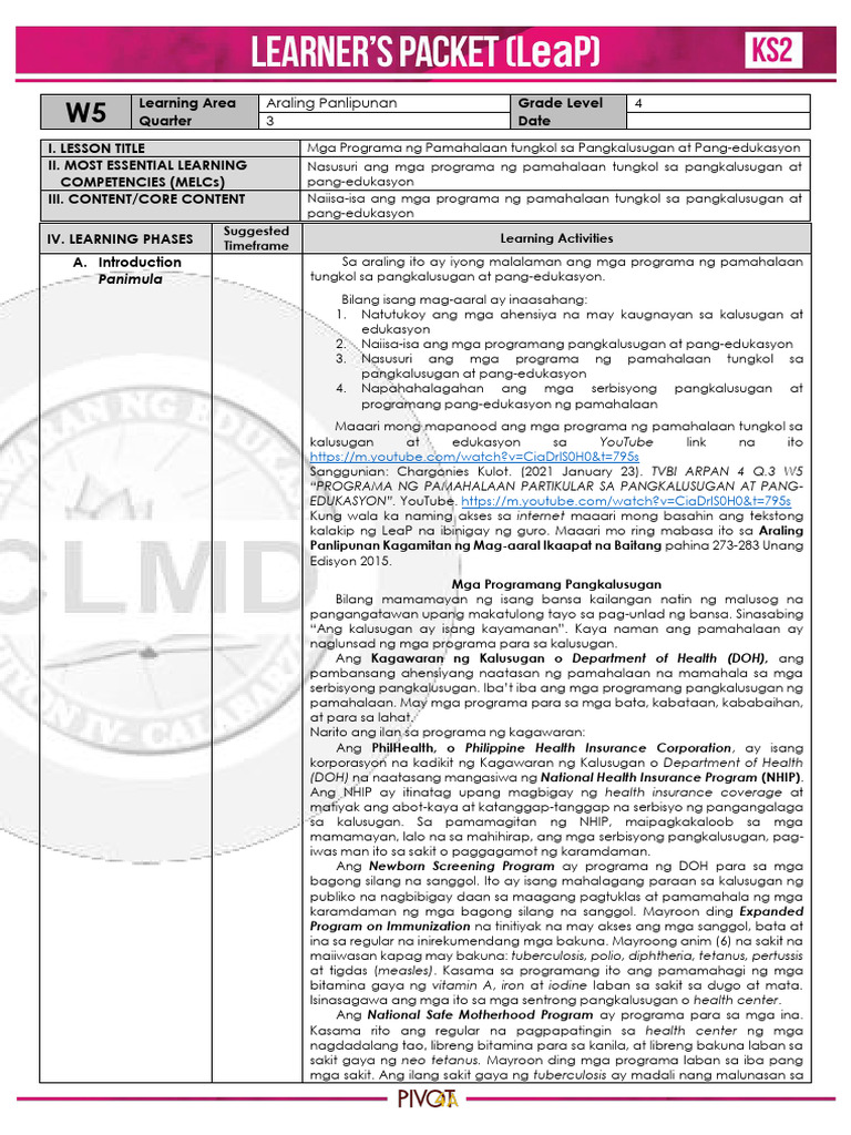 AP4-Q3-Week 5-LeaP | PDF