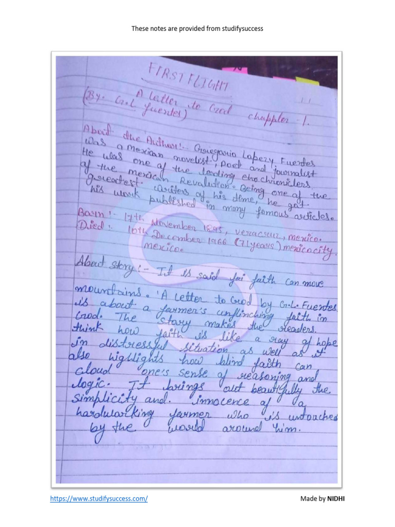 Class 10 English ch-1 Notes (First Flight) | PDF