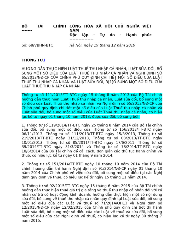 3.1. VBHN thue TNCN_68_VBHN-BTC | PDF