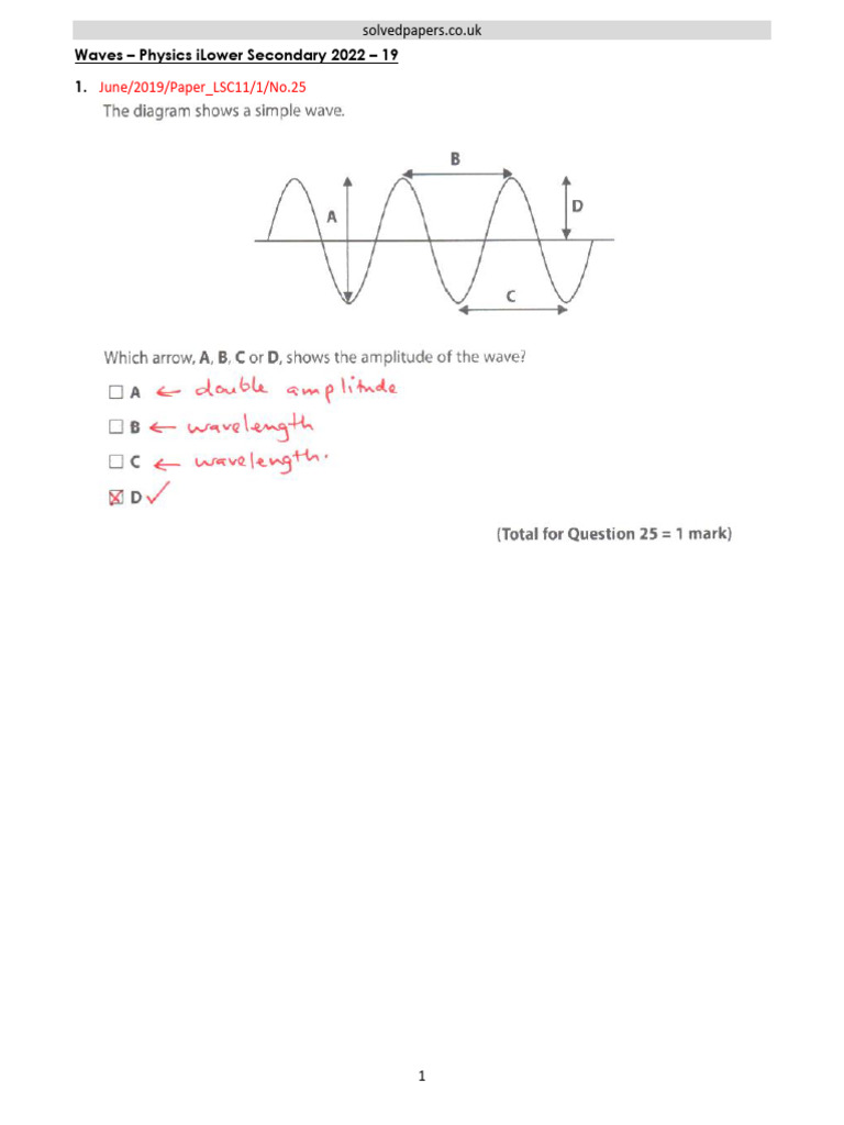 2022 19 Waves Edexcel Physics Isecondary - Solved | PDF