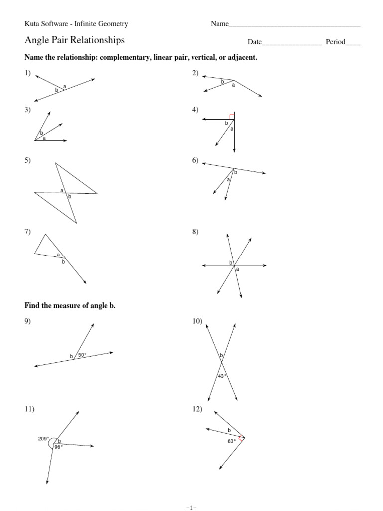 Angle Pair Relationships Worksheet | PDF | Geometry | Euclidean Geometry