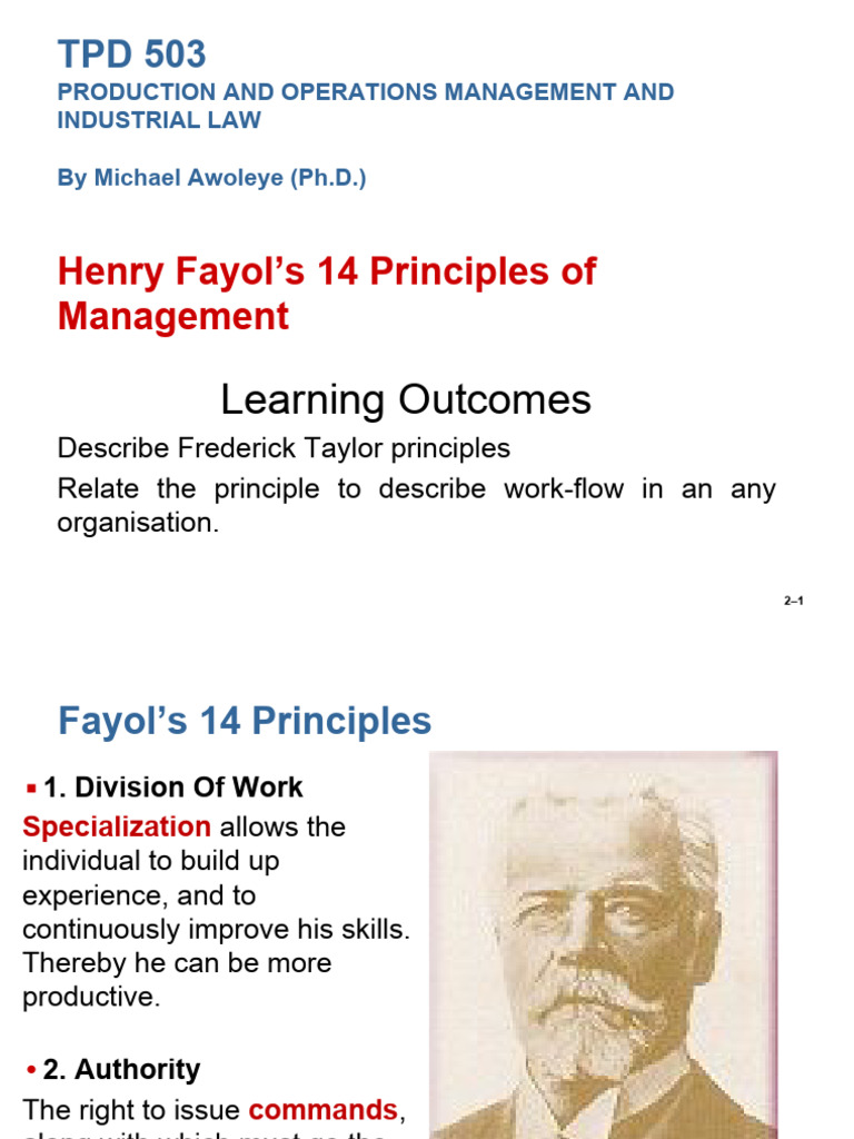 1b. H. Fayol's Principles | PDF | Industrial And Organizational ...