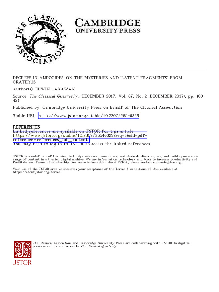 Andocides' Decrees: Authenticity Debate | PDF