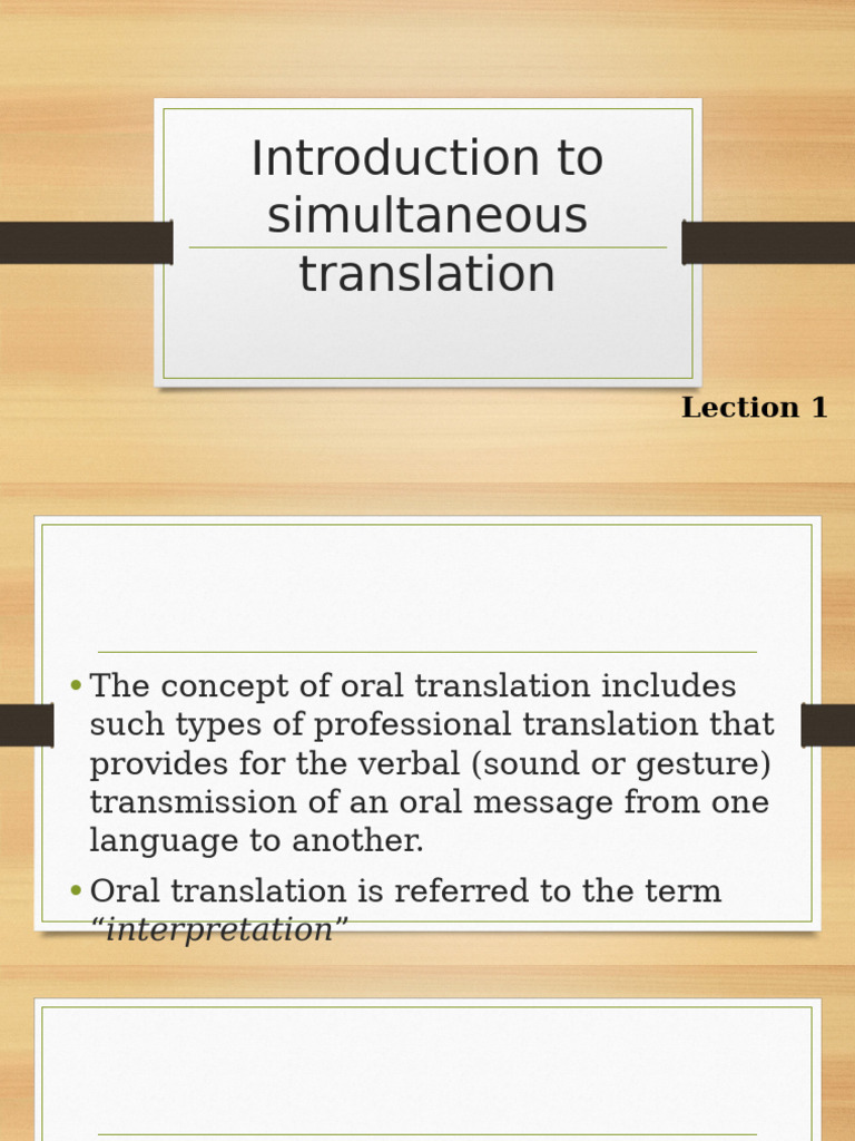Introduction To Simultaneous Translation | PDF | Language ...