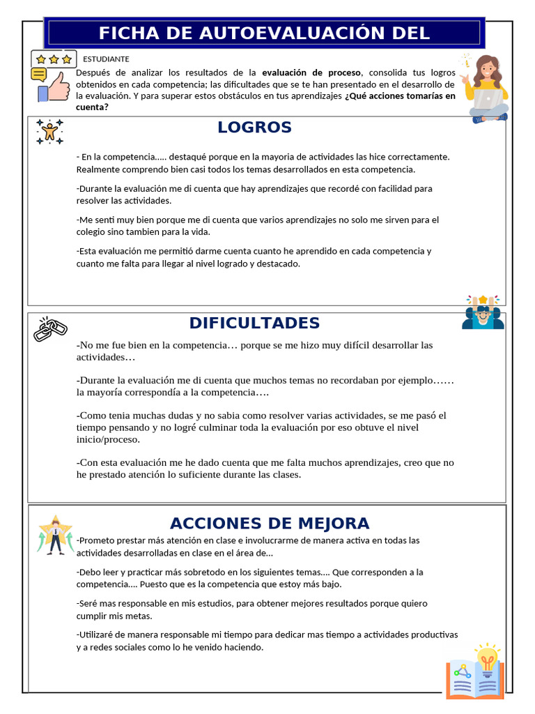 Ficha de Autoevaluacion | PDF