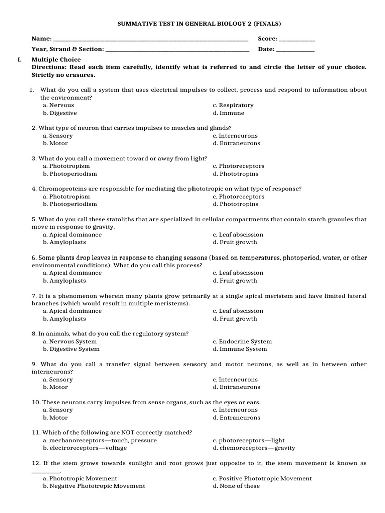 Gen Bio 2 Finals | PDF | Homeostasis | Glucose