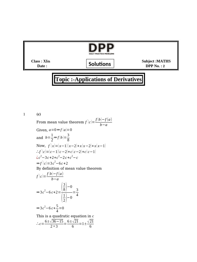 DPP2 SOLUTION | PDF | Mathematical Analysis | Mathematics
