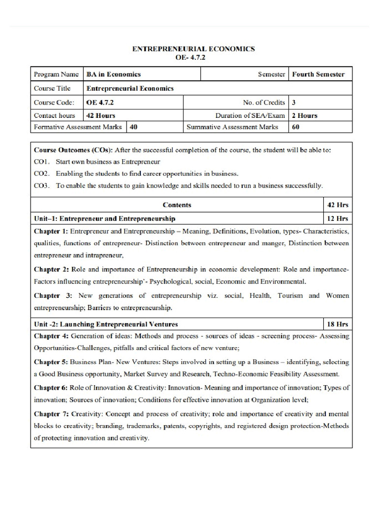 Entrepreneurial Economics | PDF