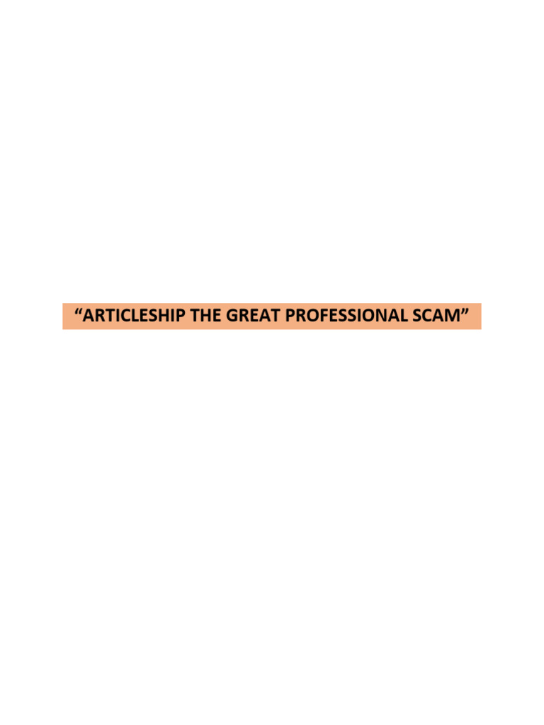Articleship The Great Professional SCAM | PDF