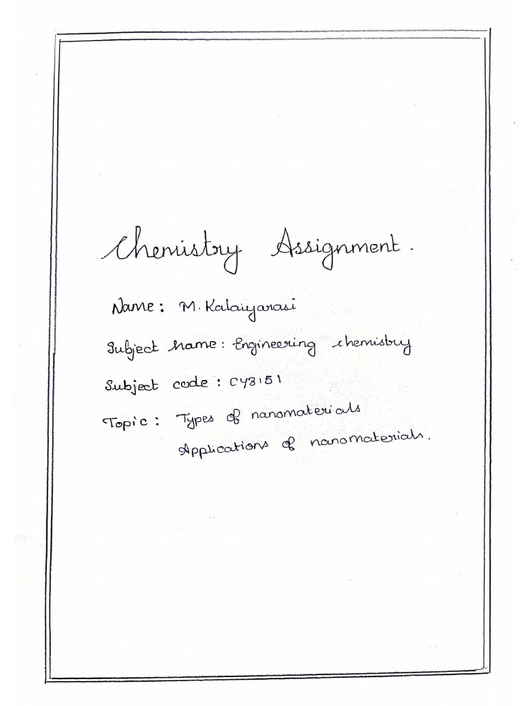 Chemistry assignment 2 CS032 Kalaiyarasi | PDF